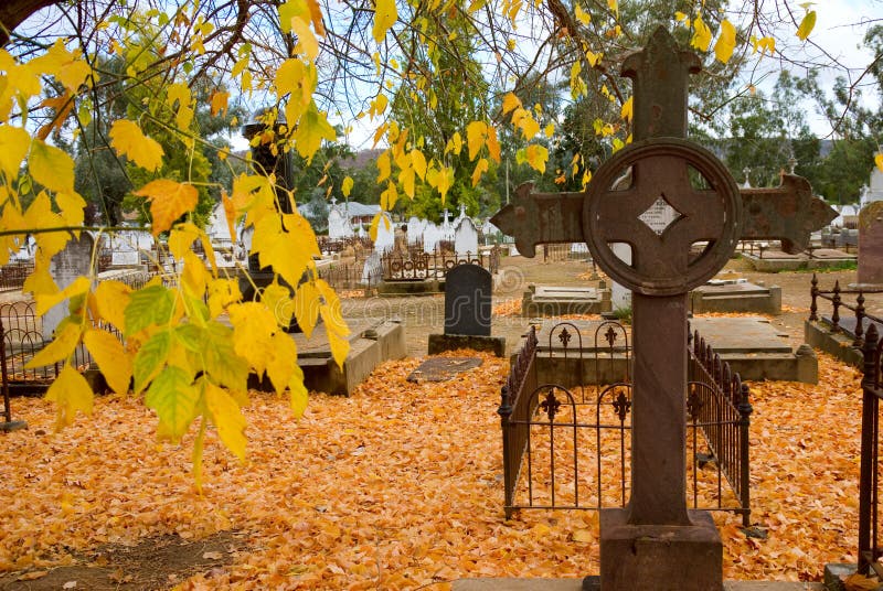 Autumn cemetery stock photo. Image of fall, buried, colors - 15958486