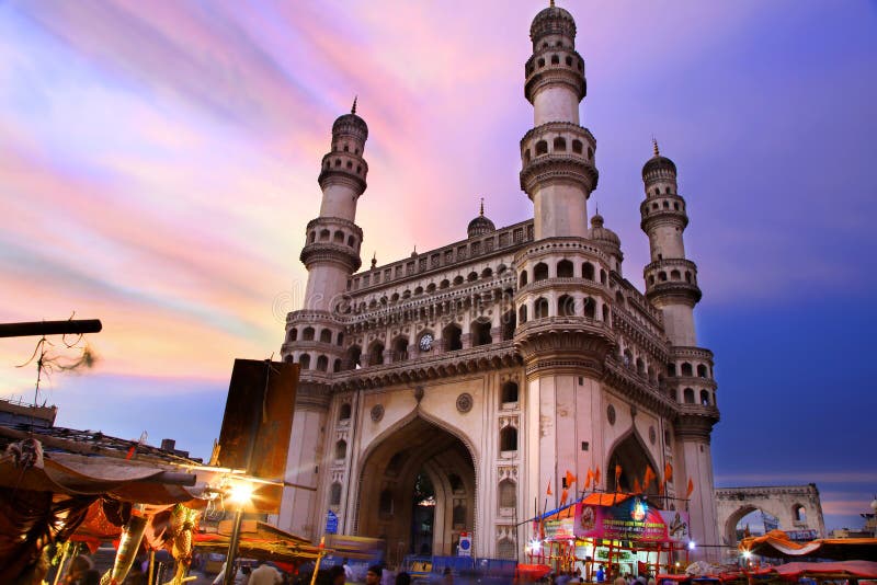 The Charminar at twilight stock image. Image of country - 33581419