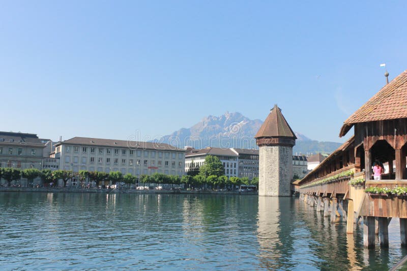 Historic City Center of Lucerne with Famous Chapel Bridge Editorial ...