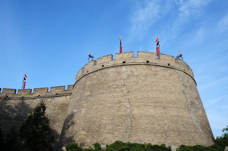 Historic City Wall of Xian, China Stock Photo - Image of fort, east ...