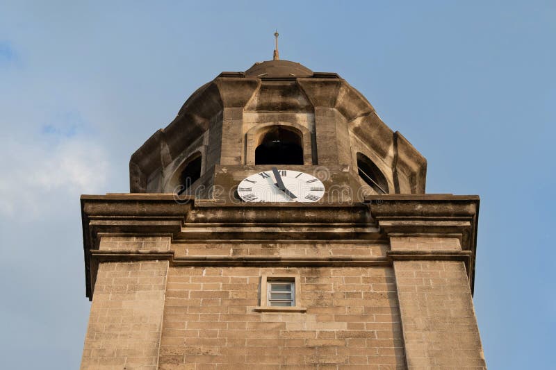 The Historic Clock Tower of the Manila Cathedral Under Beautiful Blue ...