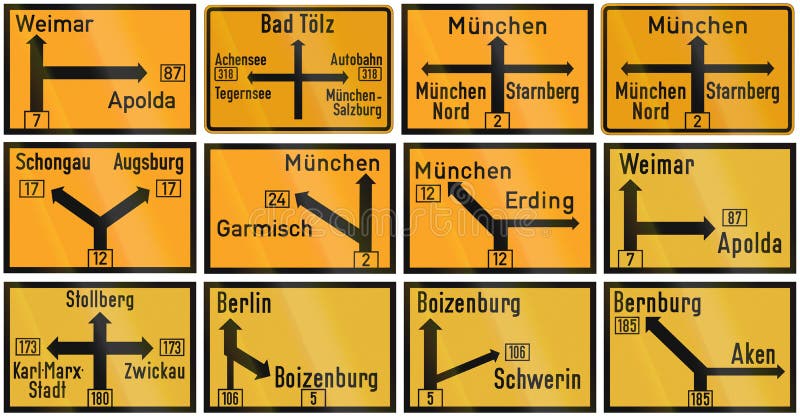 Historic Direction Signs in Germany Stock Illustration - Illustration ...