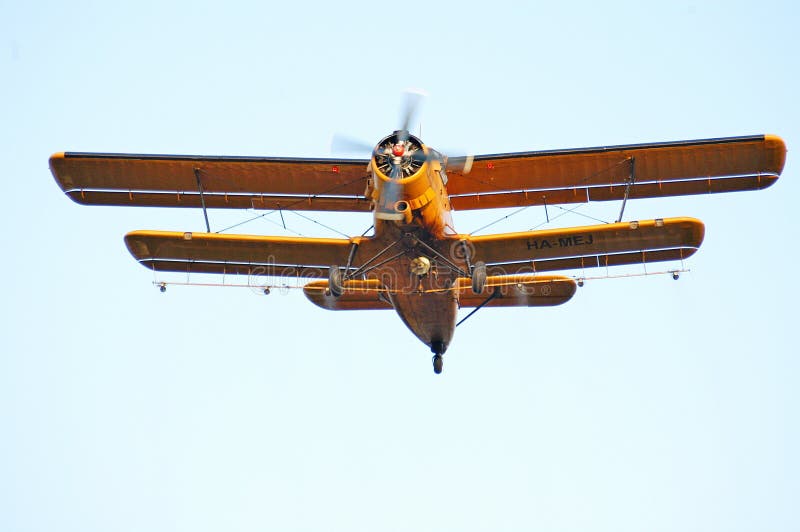 Historic Double-decker Airplane Stock Photo - Image of biplane, work ...