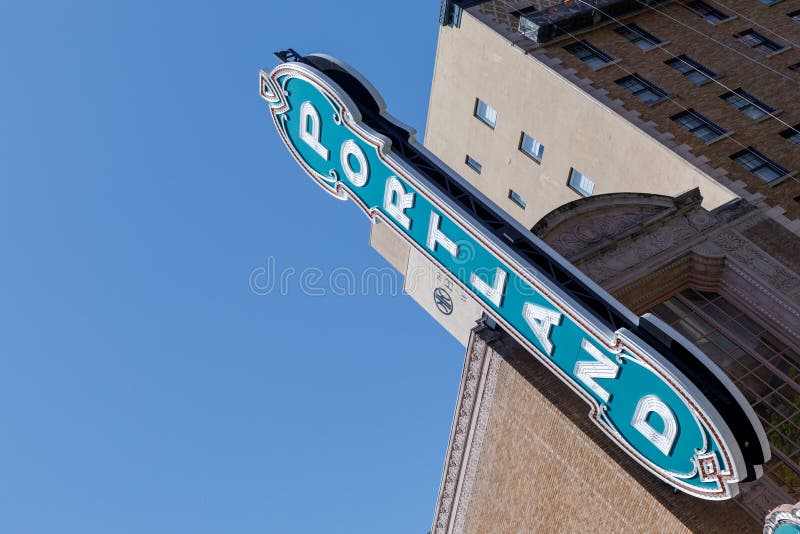 Portland Oregon Sign stock image. Image of modern, building - 115431437