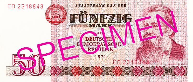 Historic 50 East German Mark Bank Note 1971 Obverse Stock Image - Image ...