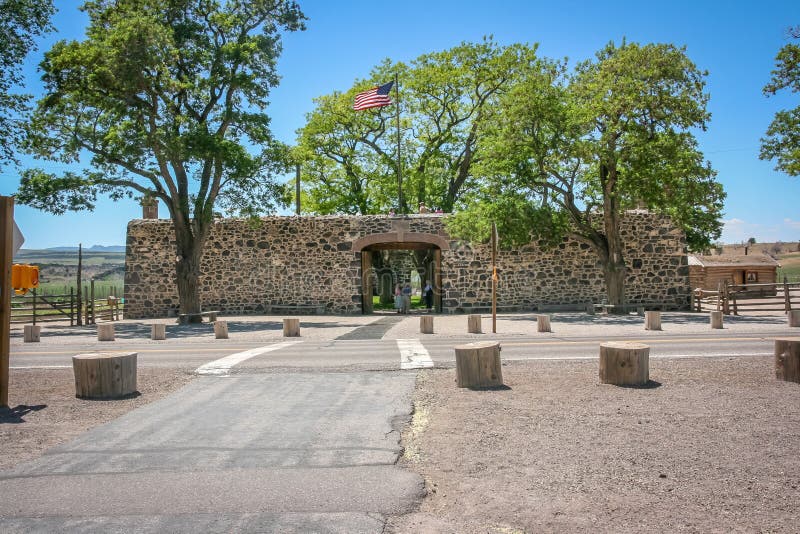 Historic Fort at Cove Fort, Utah Stock Image - Image of visitor, green ...