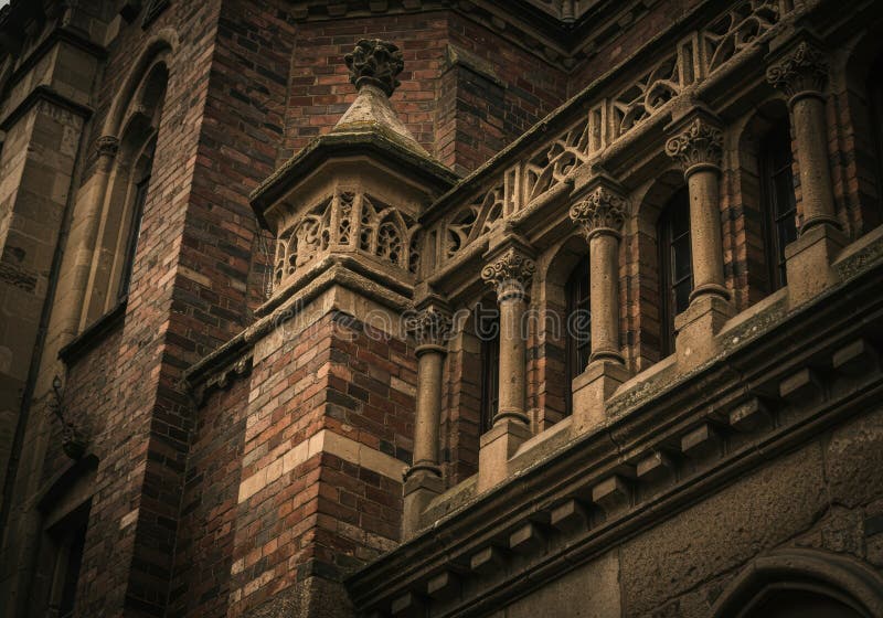Historic Gothic Architecture with Intricate Stonework and Rustic Brick ...