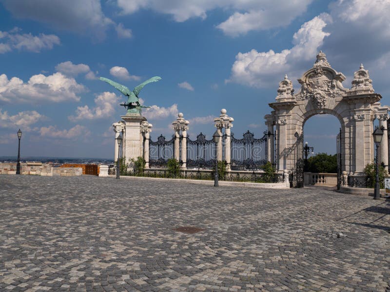 Historic Habsburg Gate Access To the Castle in Budapest, Hungary Stock ...