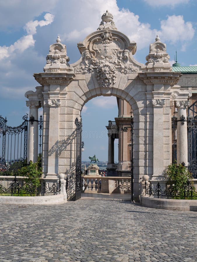 Historic Habsburg Gate Access To the Castle in Budapest, Hungary Stock ...