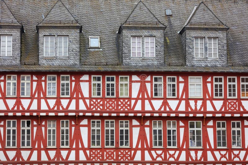 Historic Half Timbered Building in Roemer Square in Frankfurt, Germany ...