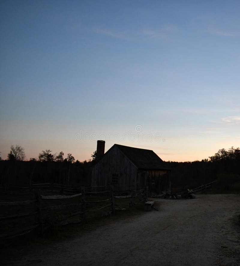 Rustic House at Dusk Homestead Stock Photo - Image of pier, river ...