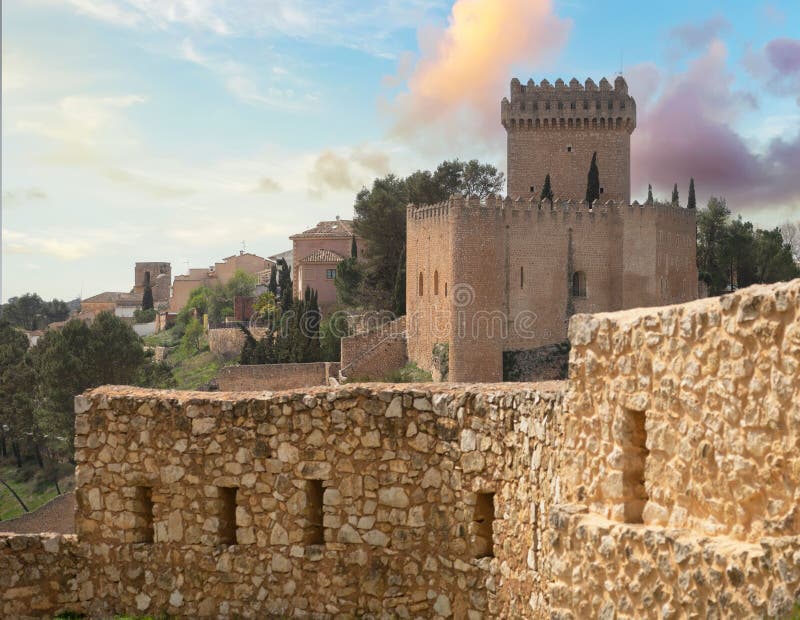 Historic Impressive Medieval Castle of Alarcon, Spain at Sunset Stock ...