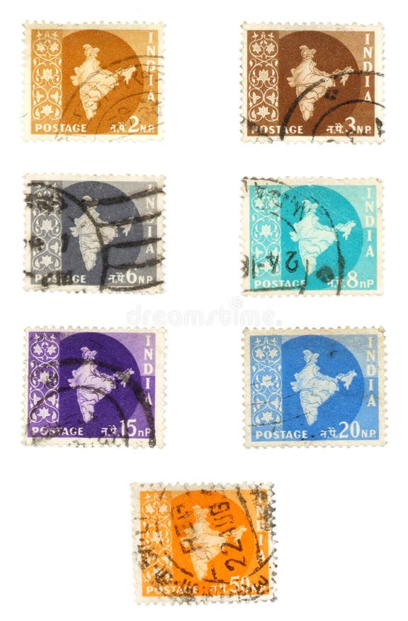 Historic India post stamps editorial photo. Image of cancel - 1751366