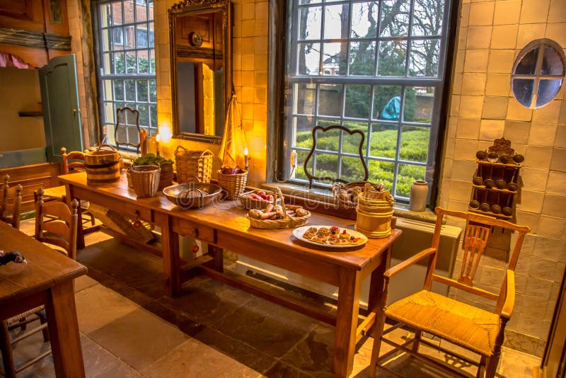 Historic kitchen table stock image. Image of home, architecture - 87763331