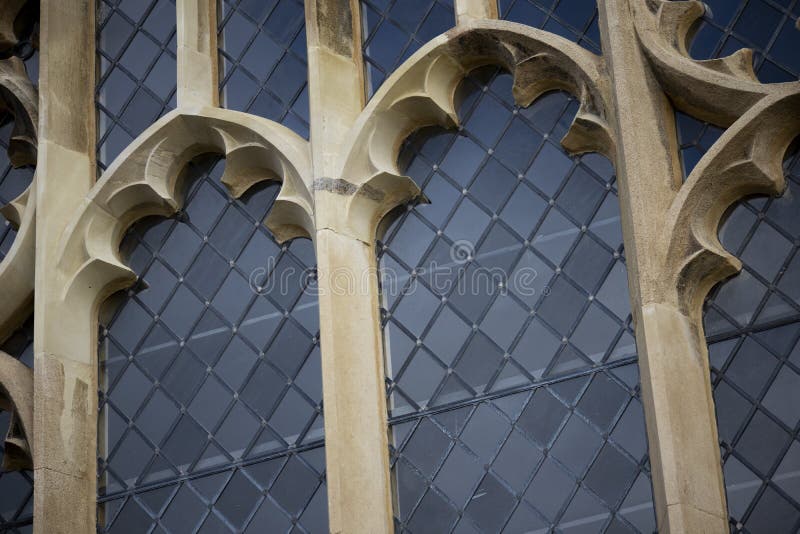 Leaded Bay Windows on an English Tudor House Stock Image - Image of ...