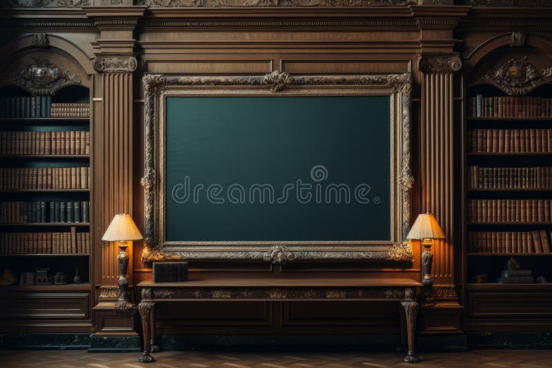 Historic Library Frame Mock-up Stock Illustration - Illustration of ...