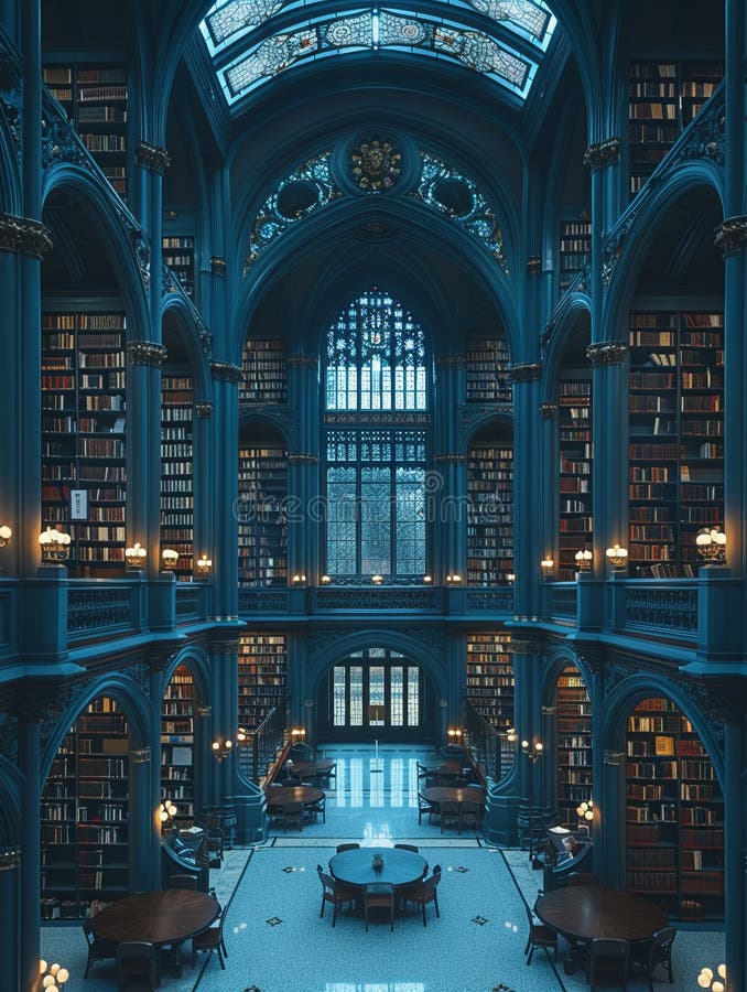 Historic Library with Students Lost in Study and Thought Stock Photo ...