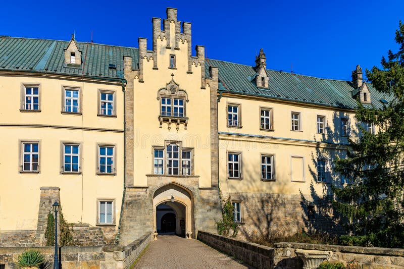 Historic Medieval Castle Facade Blue Sky Peaceful Countryside Setting ...