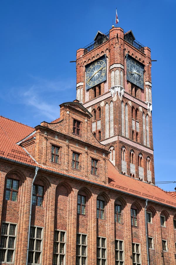 Historic Medieval Town Hall with Clock Tower in Torun Stock Photo ...