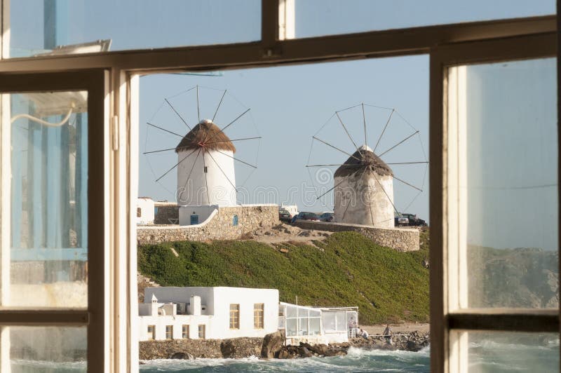 Historic Mills in the Island of Mykonos Stock Image - Image of ...