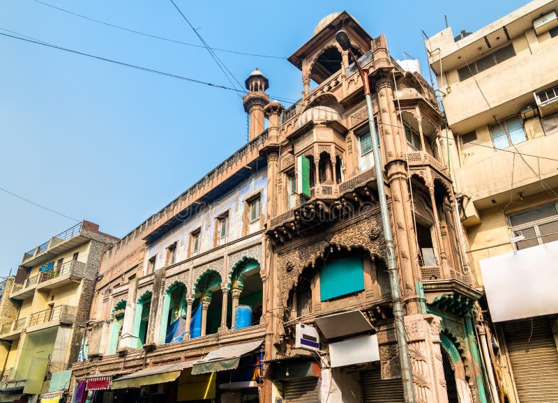Historic Mosque at Main Bazaar Road in Delhi, India Stock Image - Image ...