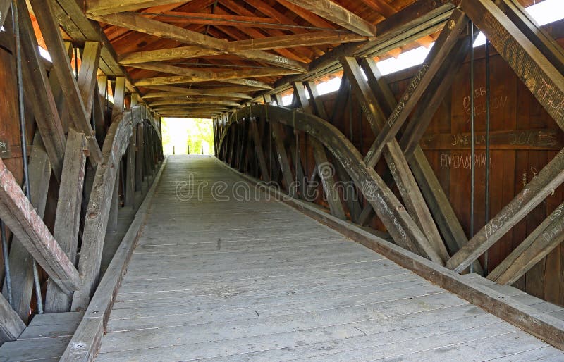 Inside Mud River Covered Bridge Stock Image - Image of attraction ...