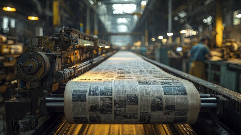 Historic Newspaper Production Process Captured Stock Illustration ...