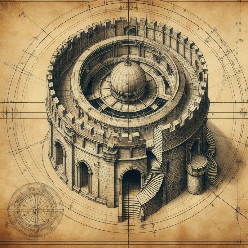 Observatory Architecture with Rotating Dome Slit Stock Illustration ...