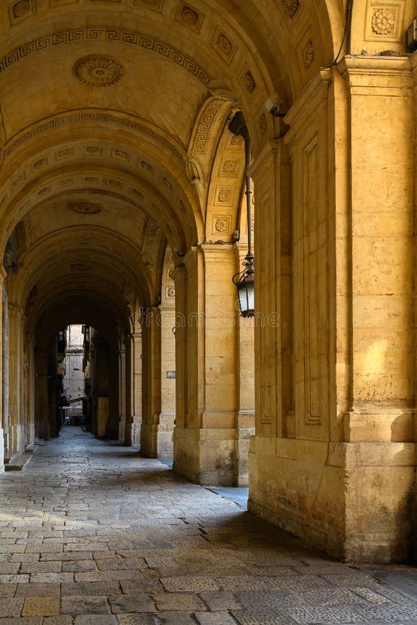 Historic Archways in a Building in Valetta, Malta Stock Image - Image ...