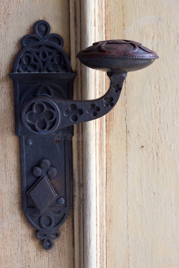The Historic Old Handle on the Wooden Doors Stock Image - Image of lock ...