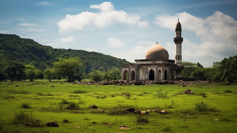Historic Old Mosque Building Stock Illustration - Illustration of ...