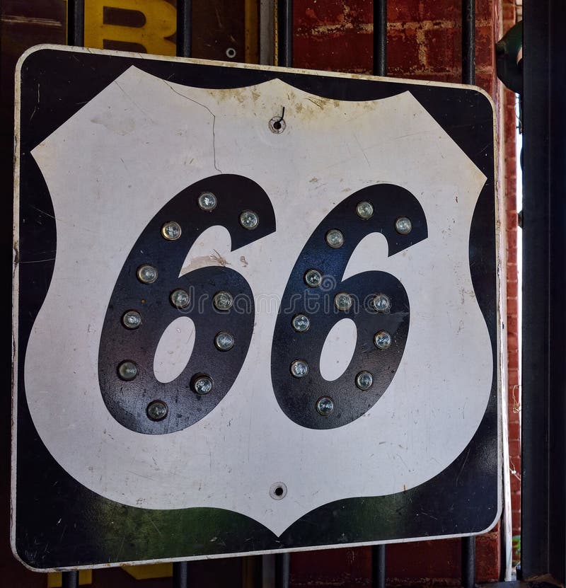 Historic Old Route 66 Sign. Editorial Image - Image of black, trip ...