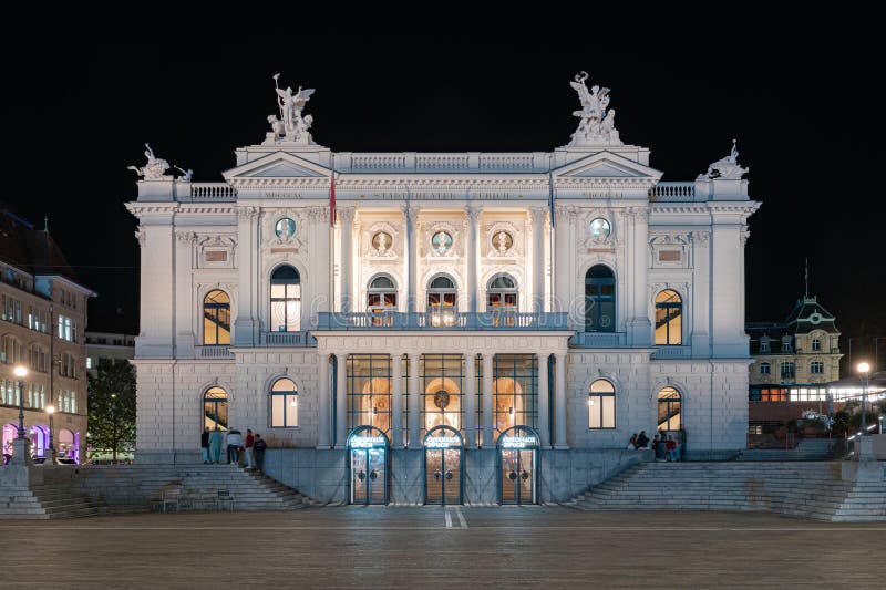 Historic Opera House in Zurich at Night Editorial Photo - Image of ...