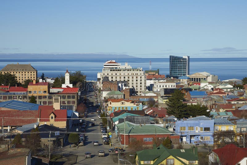 Punta Arenas City Center with Monument Palacio Sara Braun, Chile ...