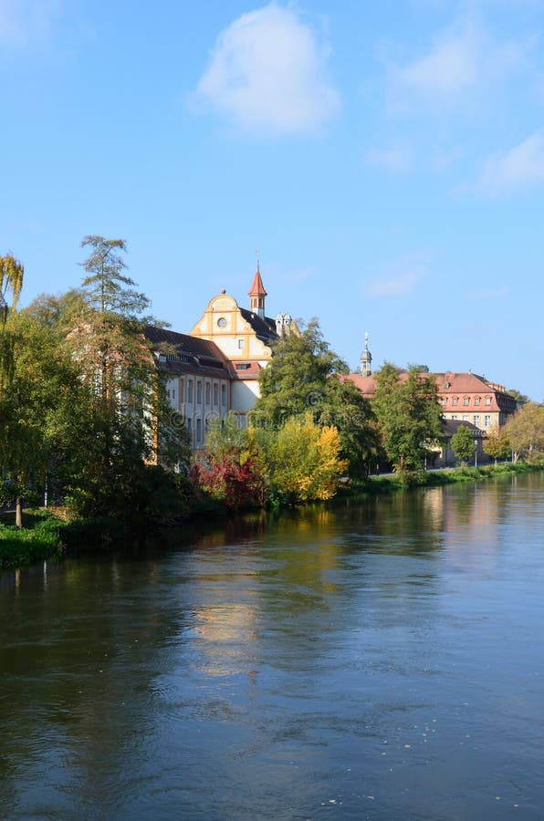 The Historic Quarter on the Shore of Regnitz River at Bamberg, Germany ...