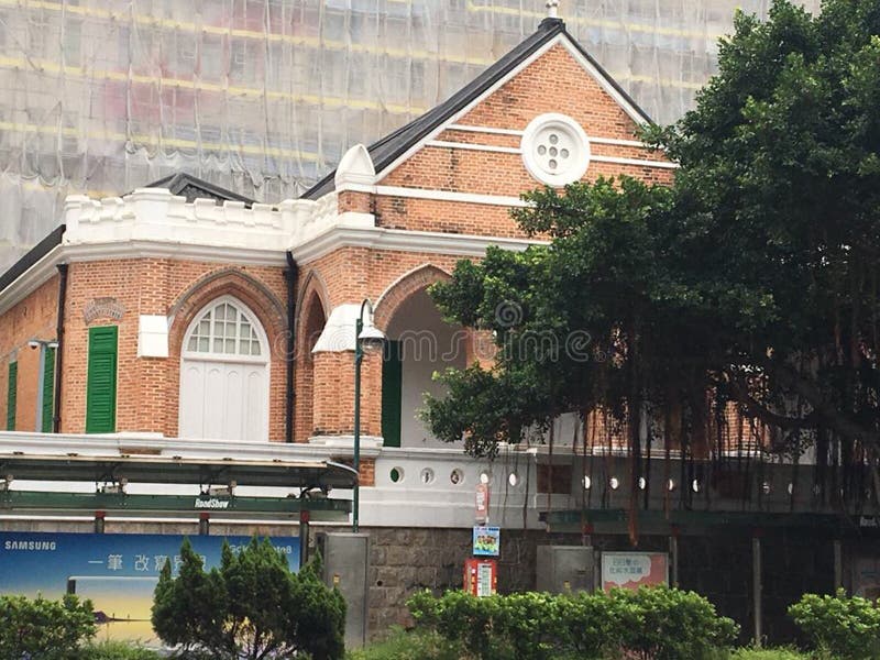 Victorian-Era Mission Building with Distinctive Red Brick Arches Stock ...