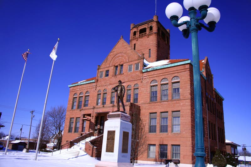 Historic Red Brick Courthouse In The Center Of Town Picture. Image: 1651161