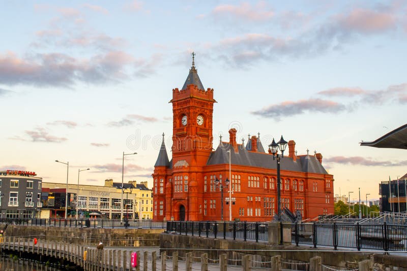Historic Red Building on the Cardiff Stock Photo - Image of historic ...