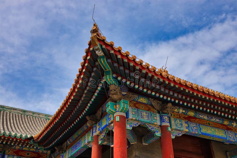 Historic Red Pudu Temple in Beijing Stock Image - Image of historic ...