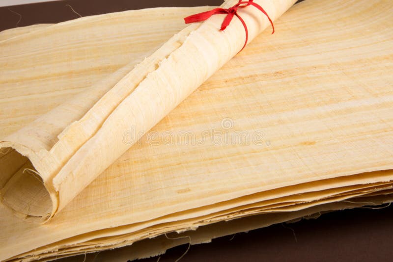 Historic Old Papyrus Roll Blank Message Stock Photo - Image of coiled ...