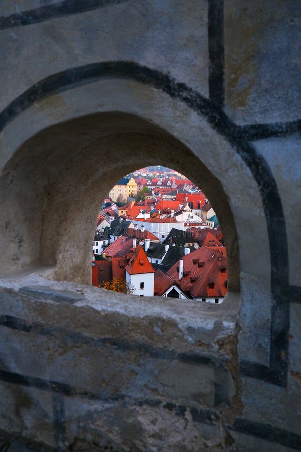 Historic Rooftops Framed by Stone Arch Stock Photo - Image of historic ...