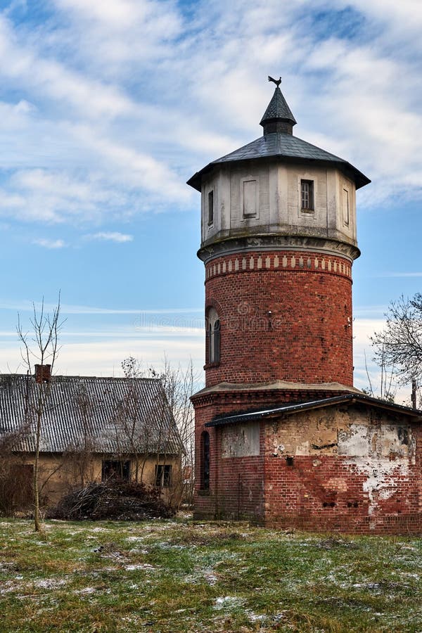 Historic, Round Red Brick Tower in Poland Stock Photo - Image of ...