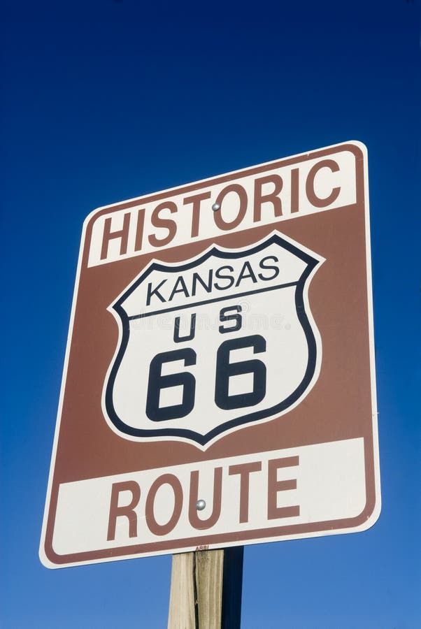 Historic Route 66 Sign in Kansas Stock Image - Image of transportation ...