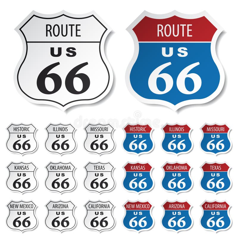 Route 66 stock vector. Illustration of motor, banners - 20027135