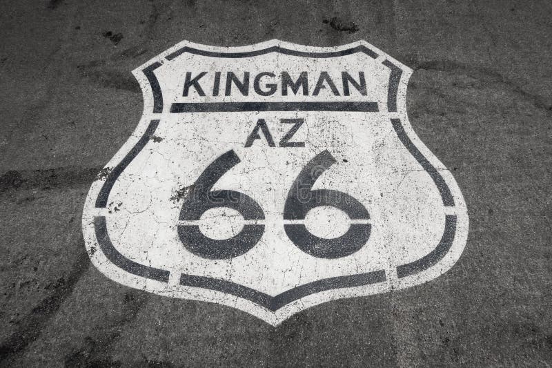 Historic Route 66 Kingman Sign on the Road Stock Image - Image of road ...