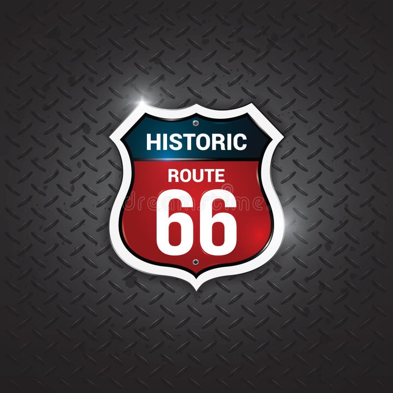 Historic Route 66 Road Sign. Vector Illustration Decorative Design ...