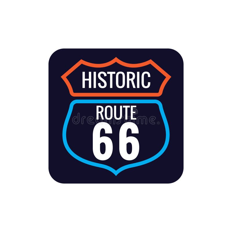 Historic Route 66 Sign. Vector Illustration Decorative Design Stock ...