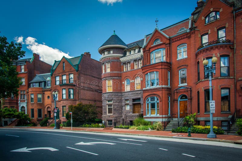 Historic Row Houses Along Logan Circle, in Washington, DC. Stock Image ...