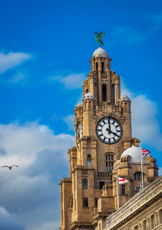 Royal Liver Building in Liverpool Stock Image - Image of building, pier ...