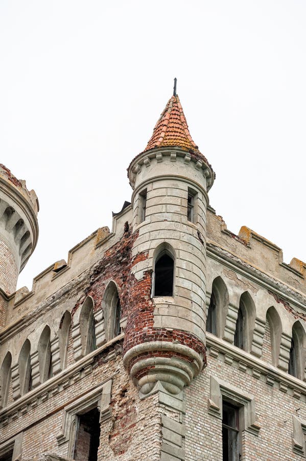 Historic Ruins of Abandoned Castle Tower with Gothic Architecture Stock ...